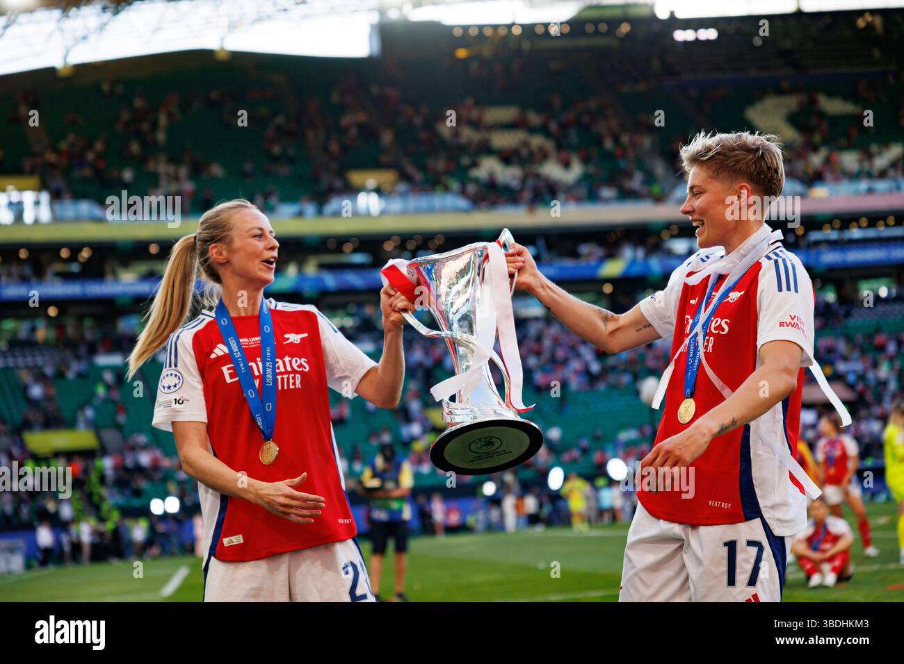 Amanda Ilestedt and Lina Hurtig seen during UEFA Womens Champions ...