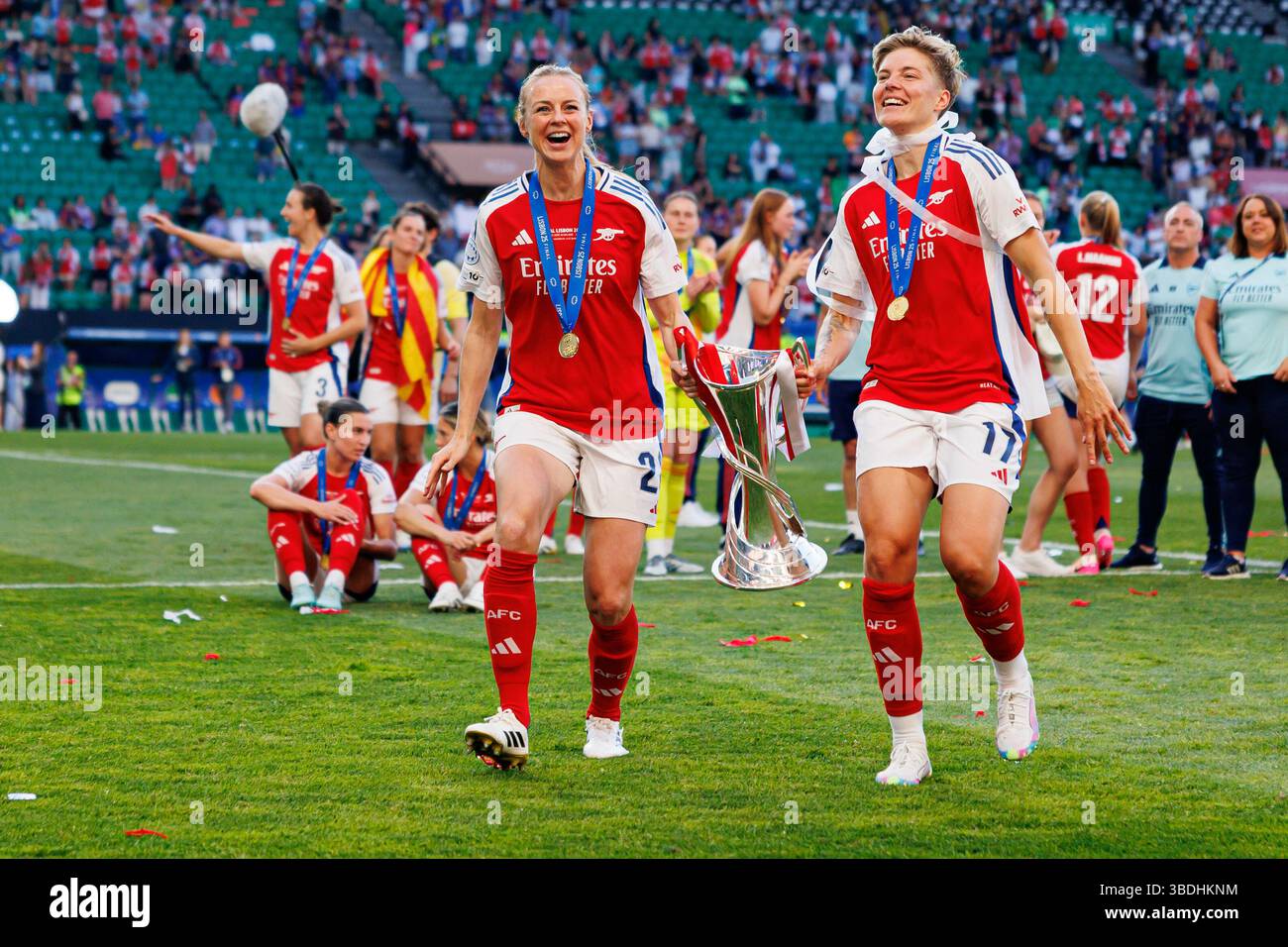 Amanda Ilestedt and Lina Hurtig seen during UEFA Womens Champions ...