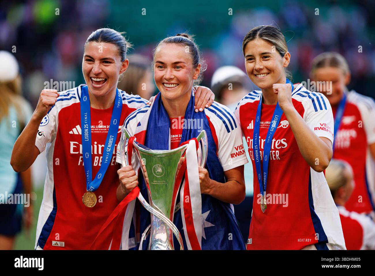 Stephanie Catley, Caitlin Foord and Kyra Cooney-Cross seen during UEFA ...