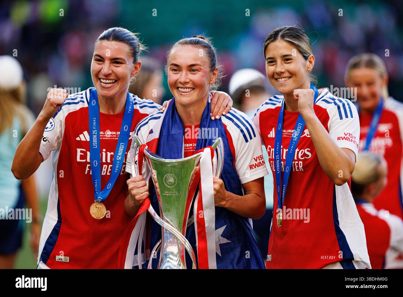Stephanie Catley, Caitlin Foord and Kyra Cooney-Cross seen during UEFA ...