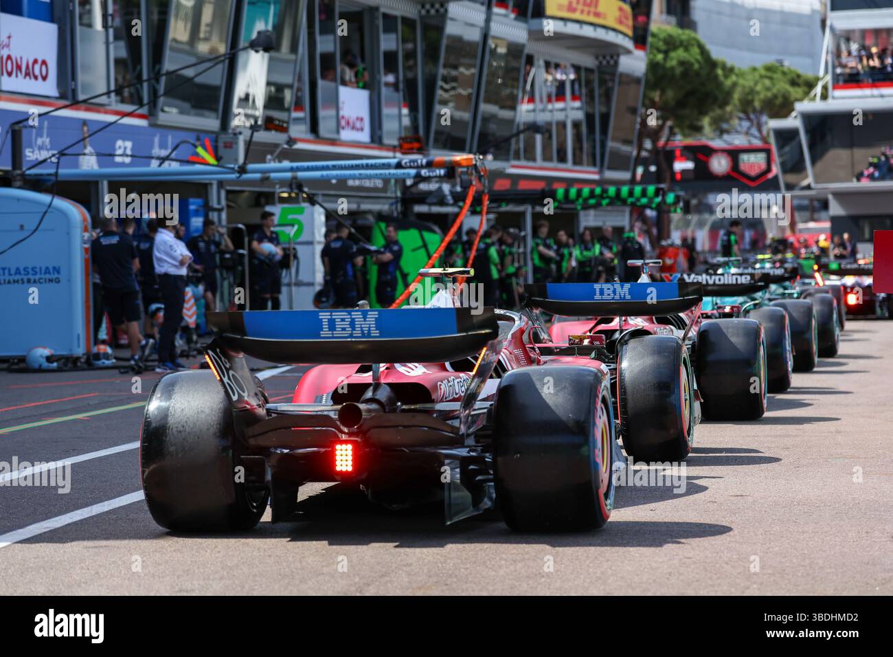 MONTE-CARLO, MONACO - MAY 24: Cars queue in the pit-lane during ...