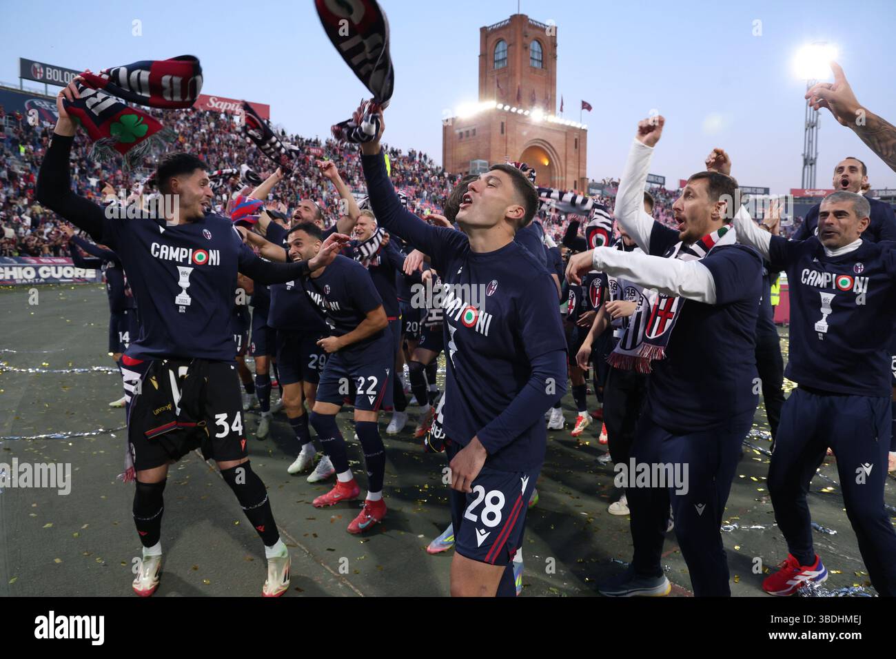Bologna, Italia. 24th May, 2025. the bologna team celebrates with the ...