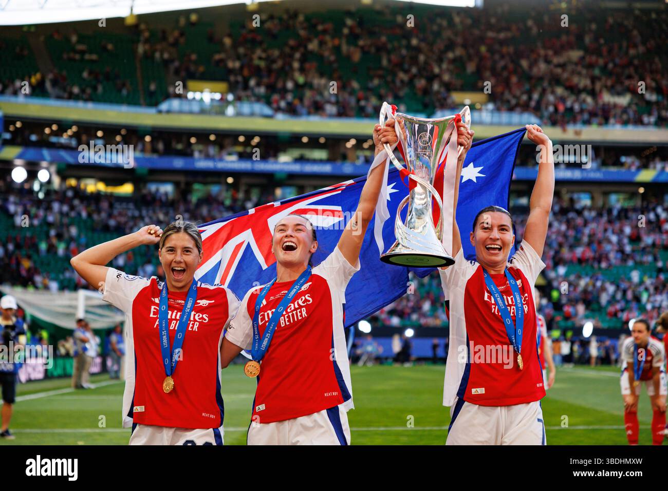 Kyra Cooney-Cross, Caitlin Foord and Stephanie Catley seen during UEFA ...