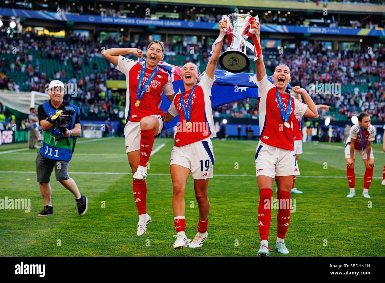 Kyra Cooney-Cross, Caitlin Foord and Stephanie Catley seen during UEFA ...
