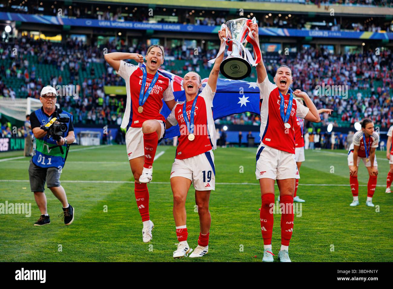 Kyra Cooney-Cross, Caitlin Foord and Stephanie Catley seen during UEFA ...