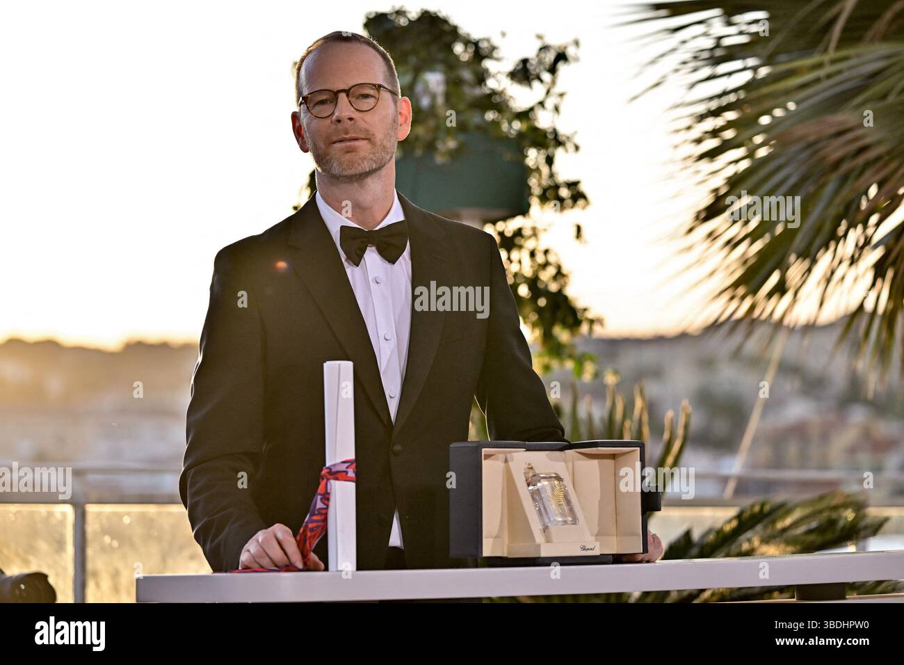 Cannes, France. 23rd May, 2025. Joachim Trier poses with the Grand Prix Award att the Winners ...