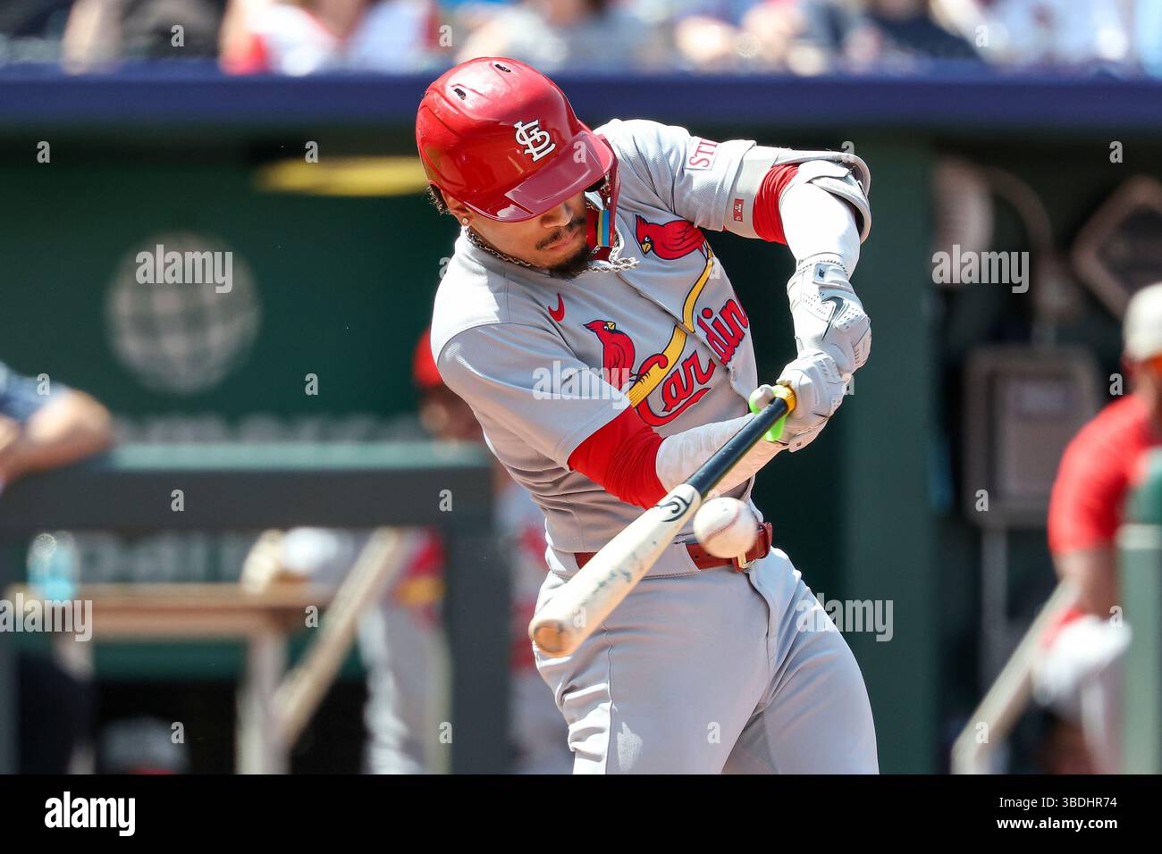 May 18, 2025: St. Louis Cardinals shortstop Masyn Winn (0) bats against ...