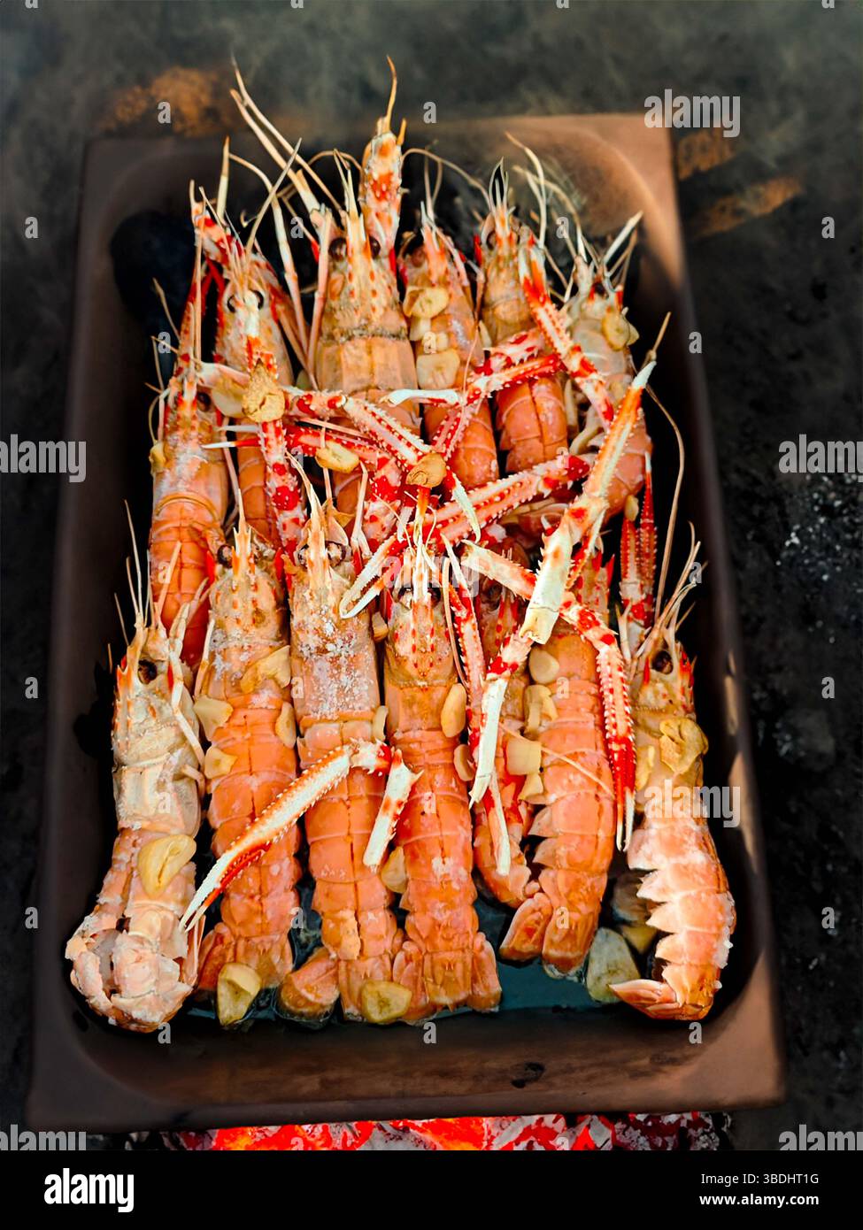 Fresh crayfish roasted using the rustic method Stock Photo - Alamy