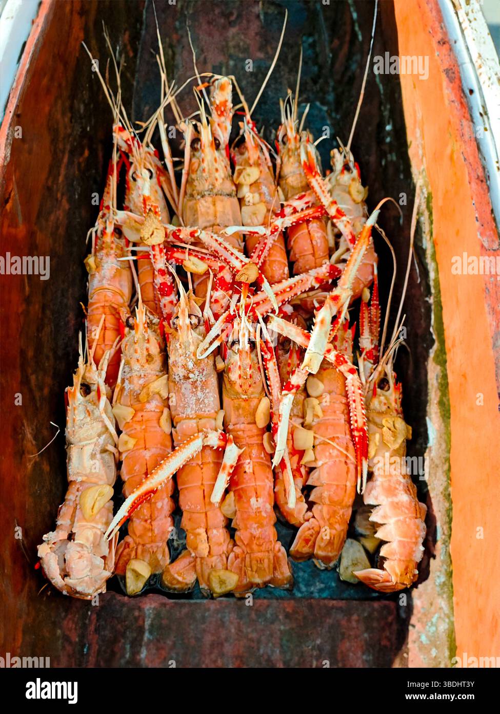 Fresh crayfish roasted using the rustic method Stock Photo - Alamy
