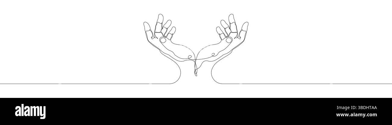 One line Hands that reach out icon vector background. Helping hand icon ...
