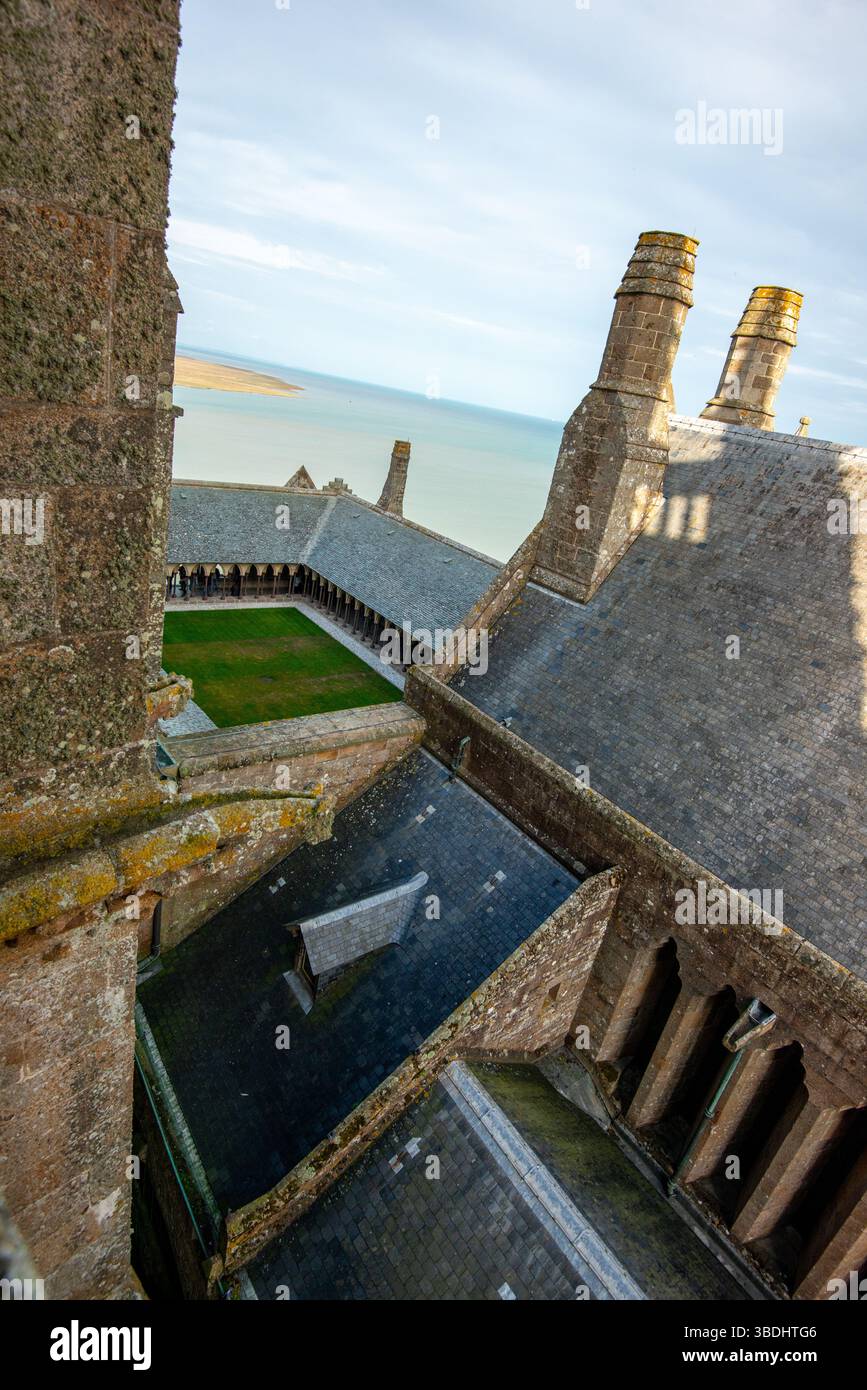 Bird's eye view of the cloister of Saint Michael's Mount Abbey ...