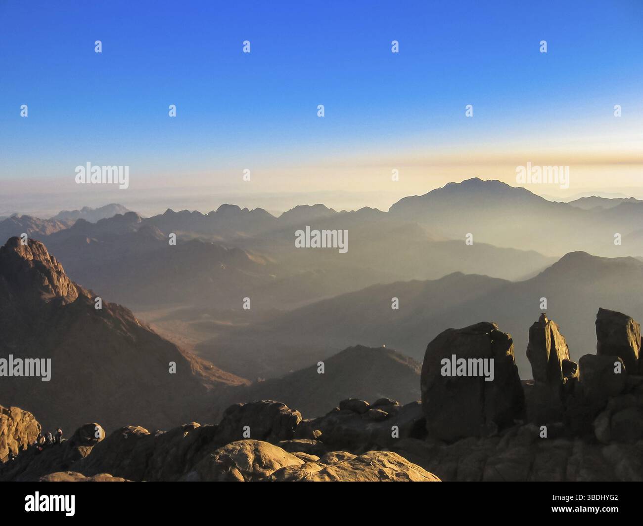 Aerial view of Mount Sinai top view at sunrise light. Aka Jebel Musa in ...