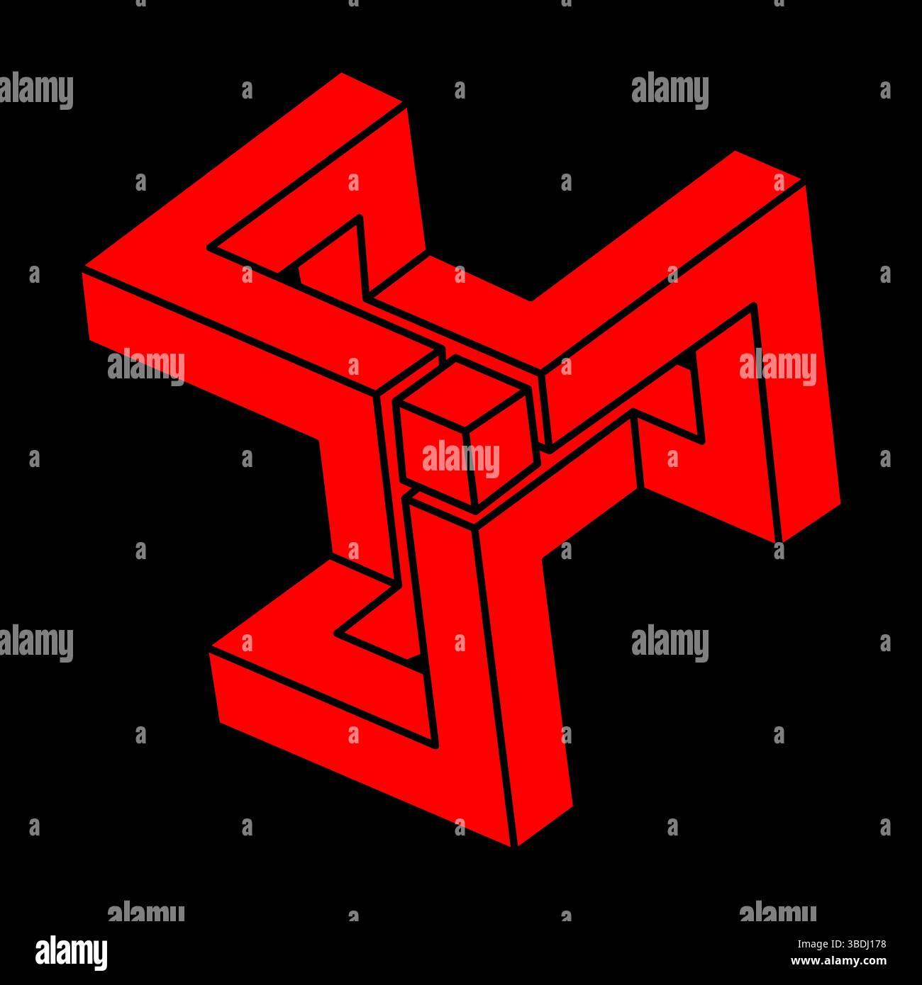 Impossible shapes. Sacred geometry figure. Optical illusion. Abstract eternal geometric object ...