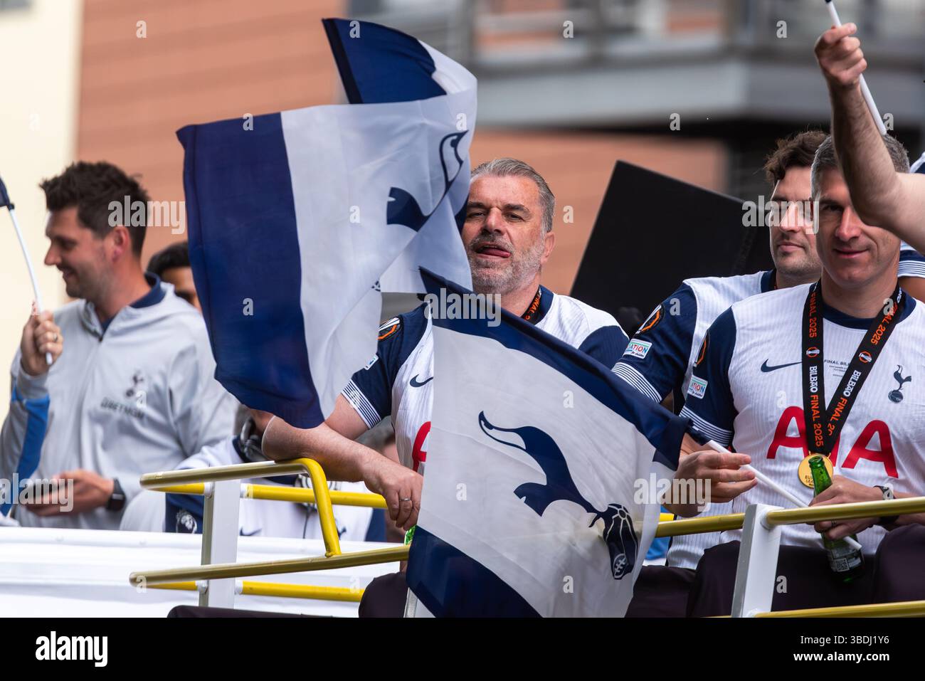 Ange Postecoglou at the Tottenham Hotspur UEFA Europa League open top ...