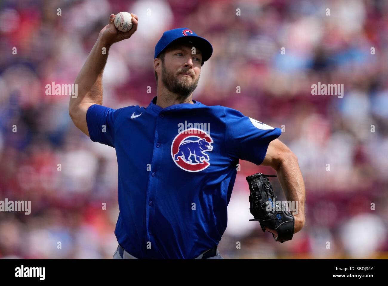Chicago Cubs pitcher Colin Rea throws in the first inning of a baseball ...