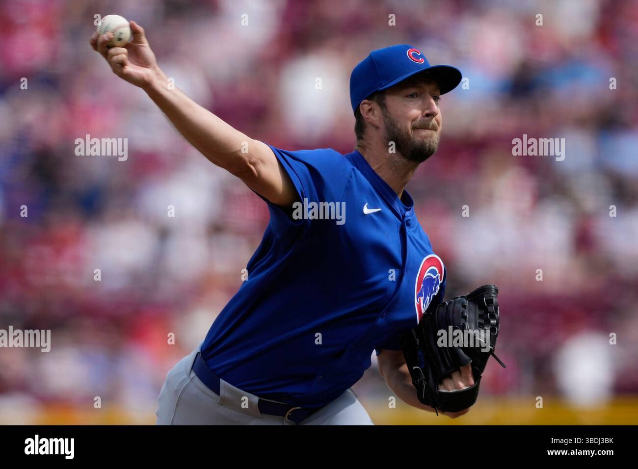 Chicago Cubs pitcher Colin Rea throws in the first inning of a baseball ...