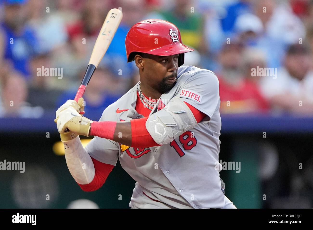 St. Louis Cardinals' Jordan Walker bats during the eighth inning of a ...