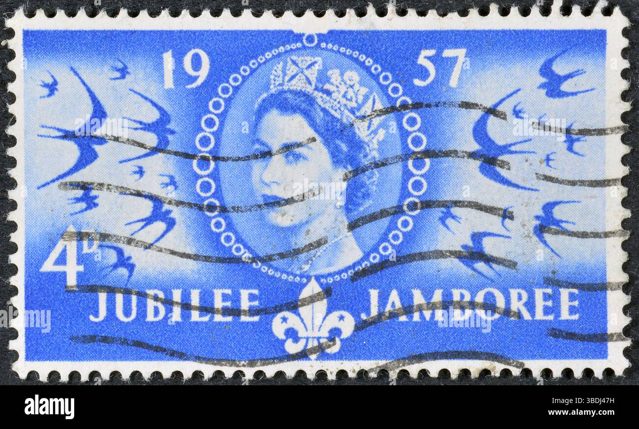 Cancelled postage stamp printed by United Kingdom, that shows Medallion ...