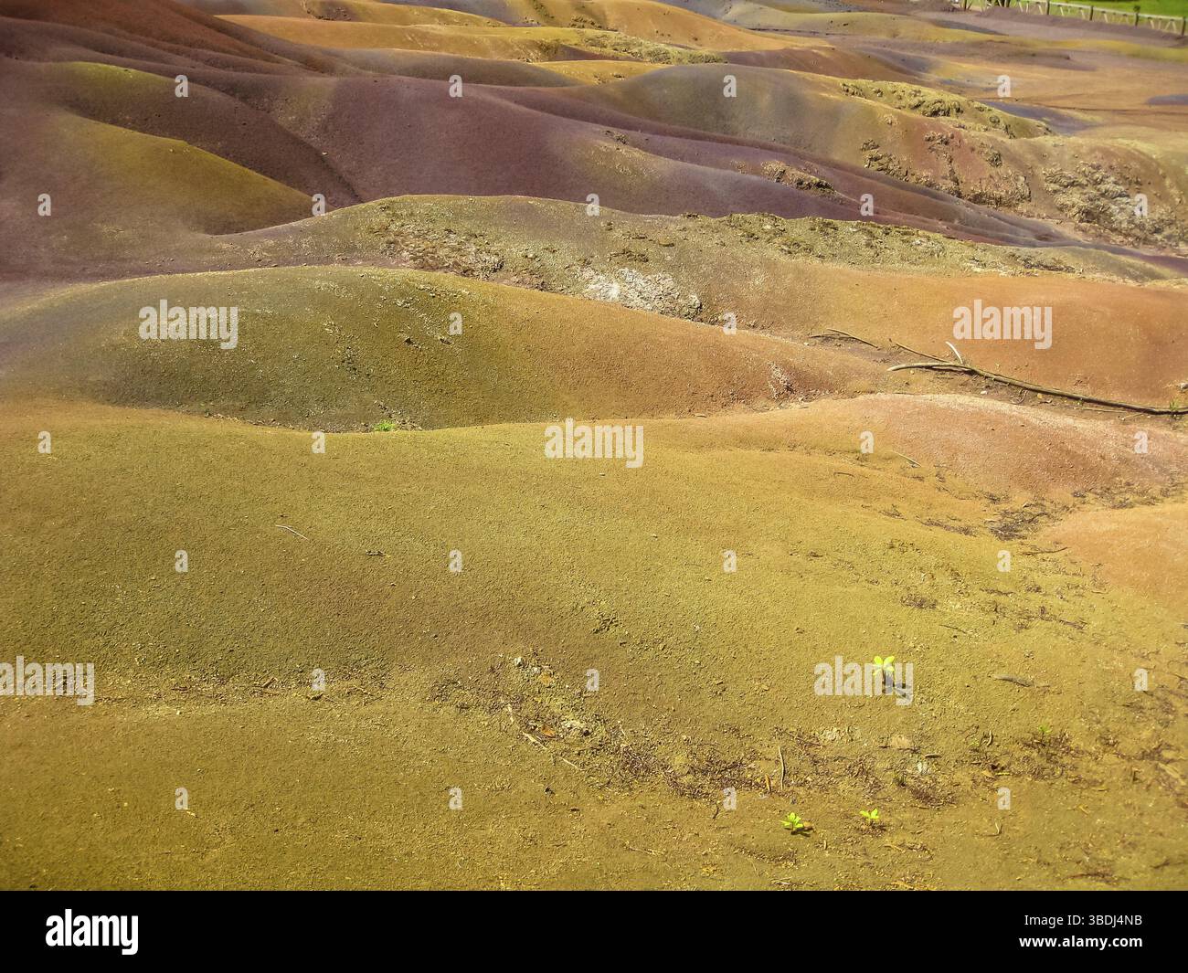 Close up of colored Seven Earths of Chamarel, a geological phenomenon ...