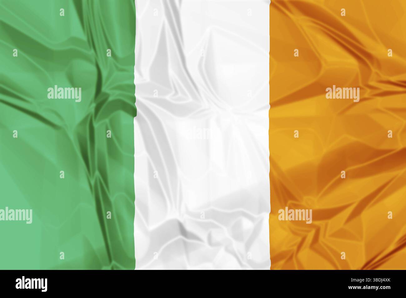 The national Ireland waving flag in 3d background Stock Photo - Alamy
