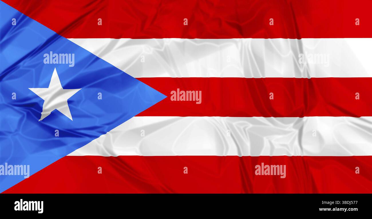 3D waving Puerto Rico flag background red, blue and white colors, Latin ...