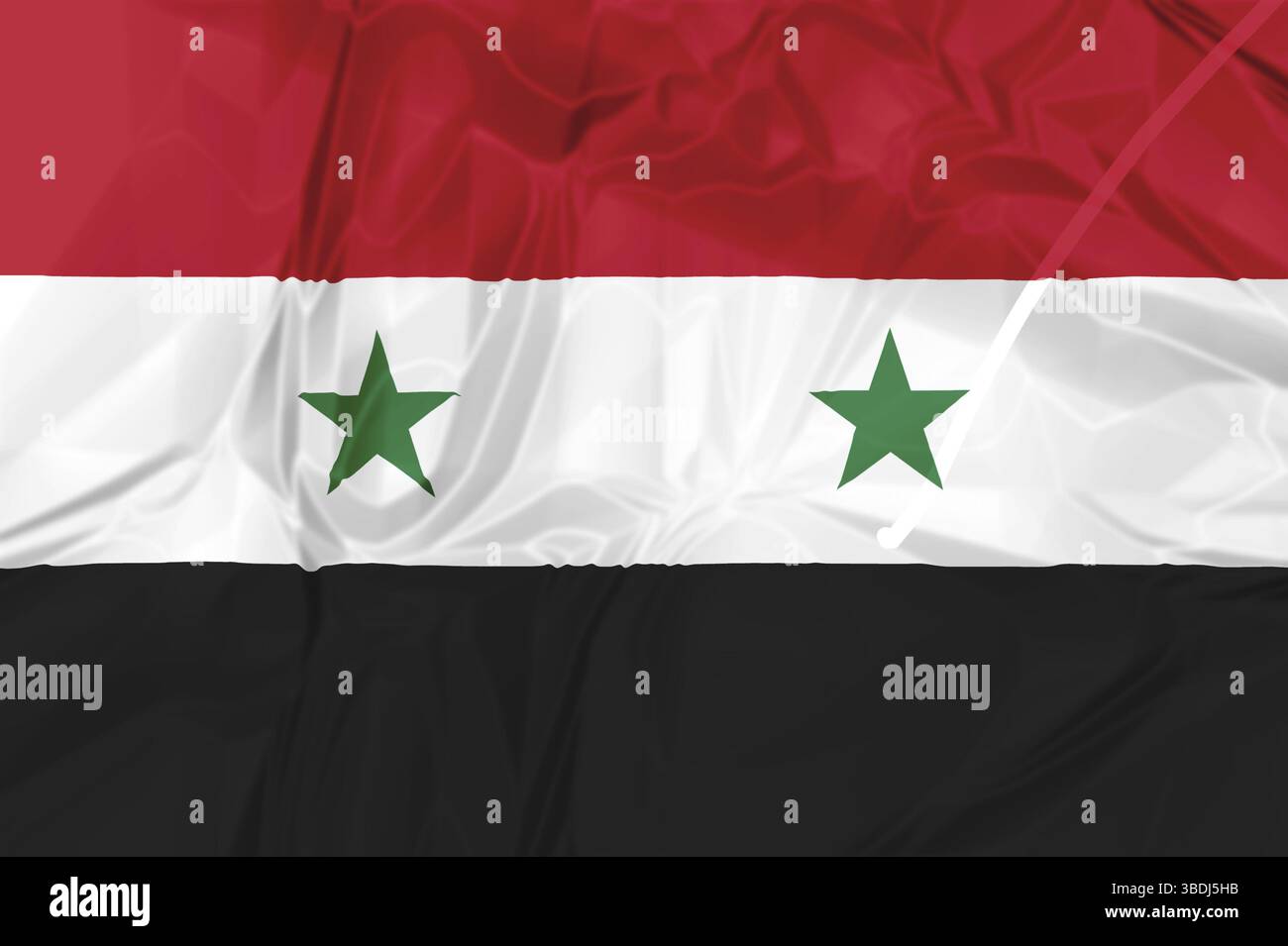 Syria National Arab Republic Flag rippled isolated on white background ...