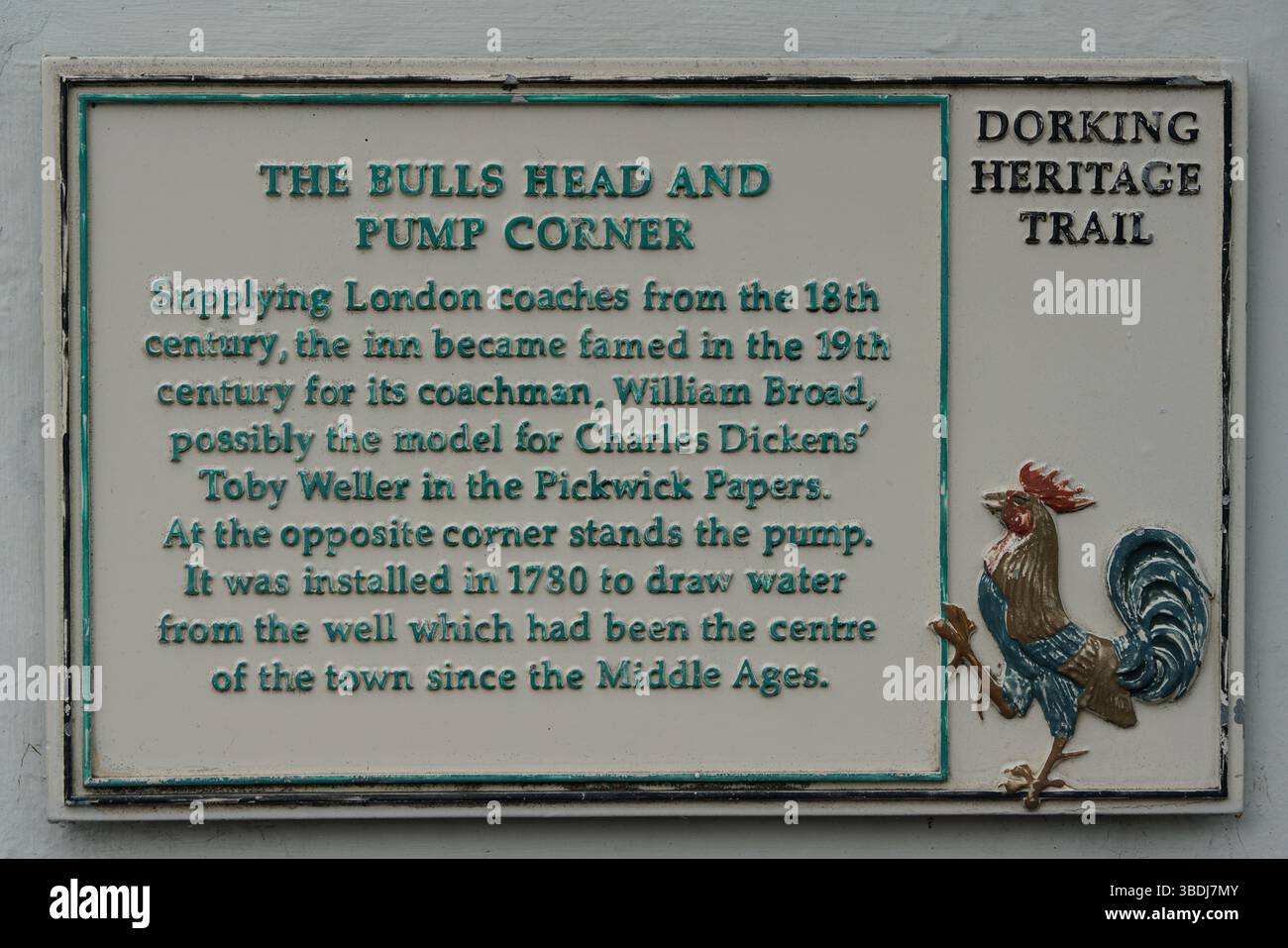 Historical Plaque Detailing The Bulls Head Inn and Dorking Heritage ...