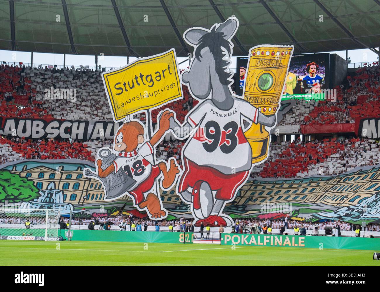 Berlin, Deutschland. 24th May, 2025. Choreo der fans vom VfB Stuttgart ...