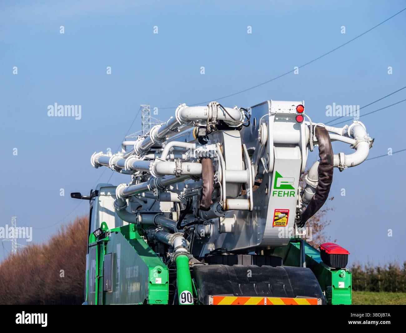Paris, France - Feb 18, 2025: Complex hydraulic pipe system mounted on ...
