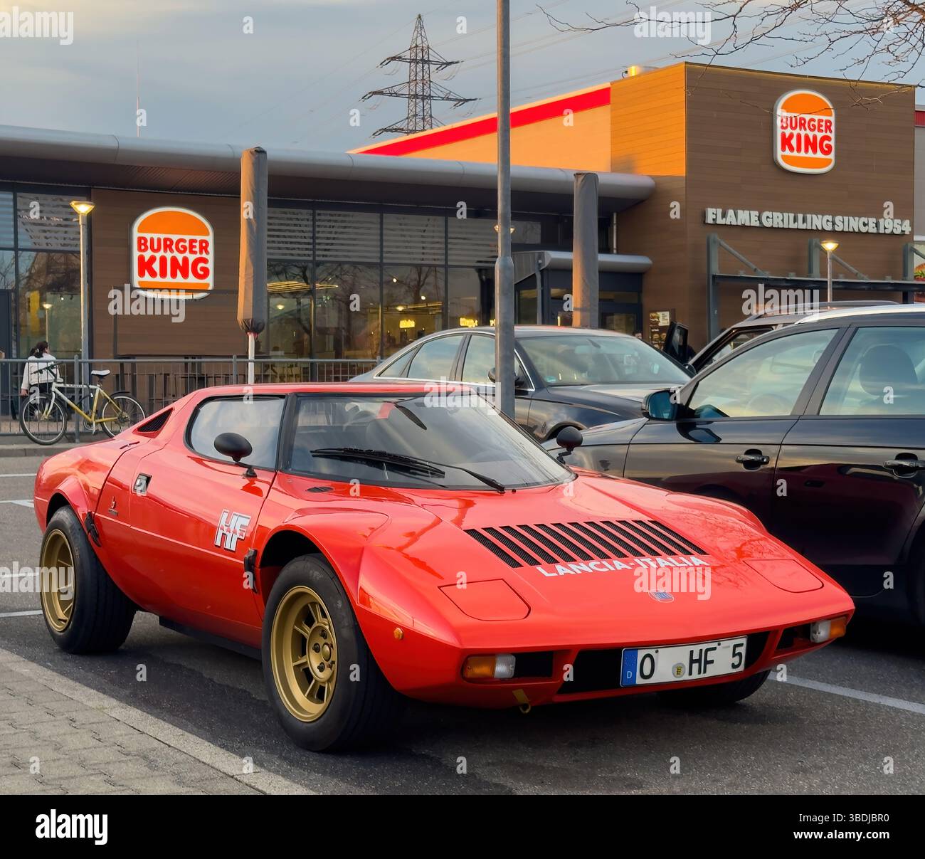 Offenburg, Germany - Apr 5, 2025: Bright red classic Lancia Stratos HF ...