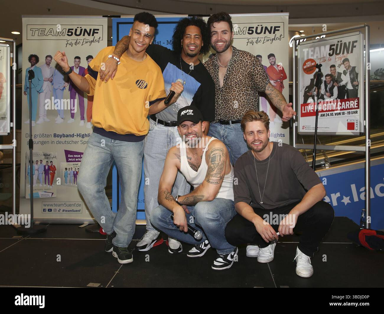 Schlager boy band TEAM5UeNF performing on 24/10/2023 in the Magdeburg ...