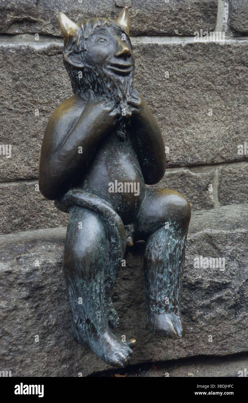 Devil sculpture on devil stone, bronze sculpture, St. Mary's Church ...