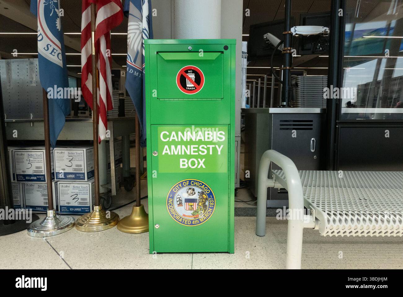 May 24, 2025, Chicago, Illinois, USA: A Cannabis Amnesty Box at Chicago ...