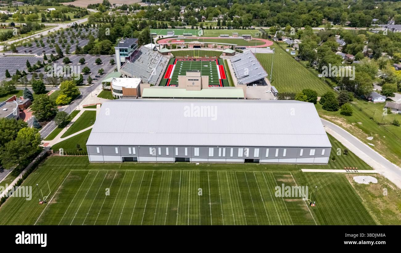 Muncie, In, USA. 24th May, 2025. Aerial view of Scheumann Stadium in ...