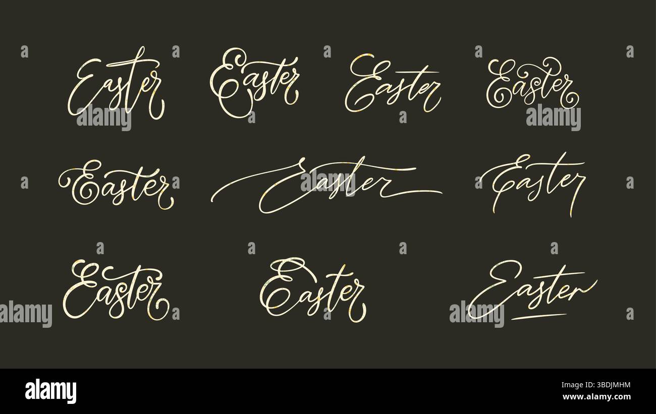 Easter Text Greeting Slogan Set Vector Message Font Typography Card ...