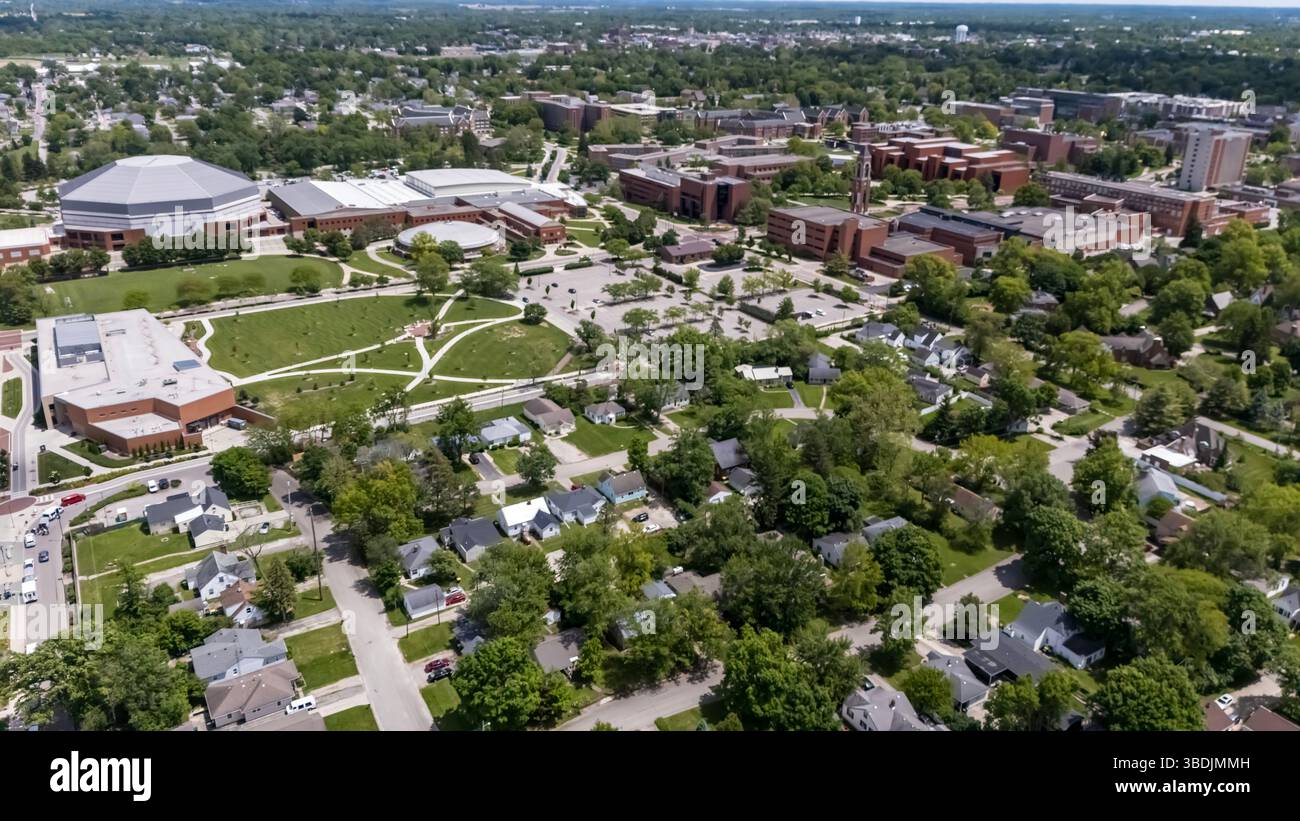 Muncie, In, USA. 24th May, 2025. Aerial view of Ball State University ...