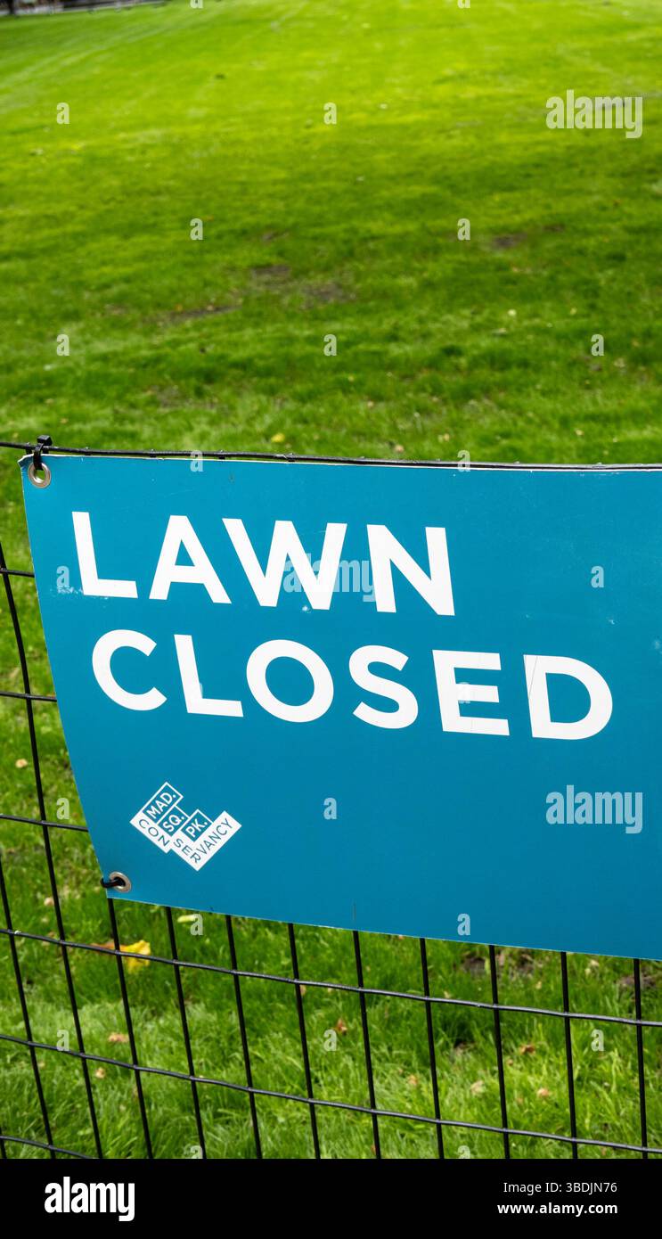 "Lawn Closed" Sign in Madison Square Park, New York City, USA 2025 ...