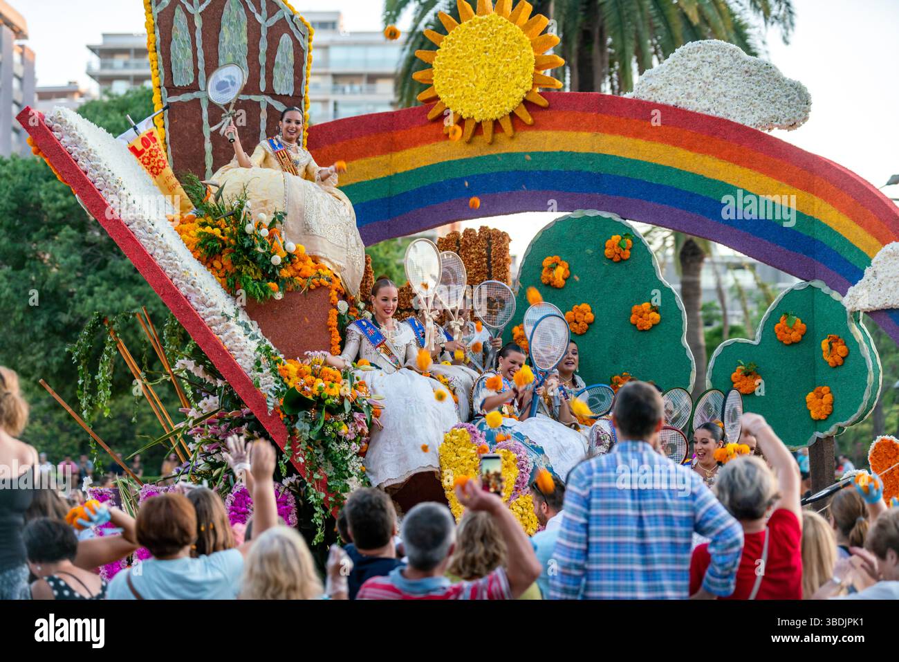 Vibrant Flower Battle Celebration in Valencia, Spain Stock Photo - Alamy