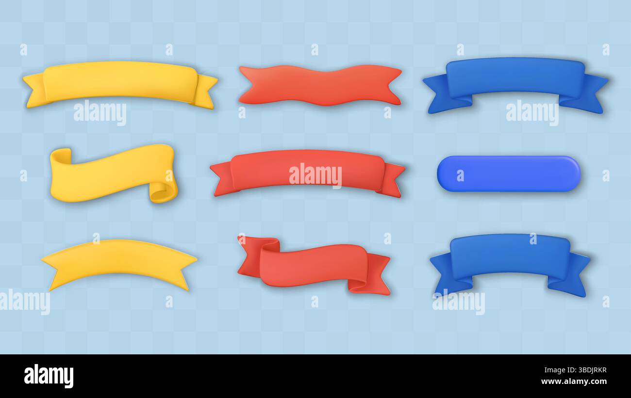 3d Ribbon Banner Text Box Plastic Title Strip Badge Curve Label Vector ...