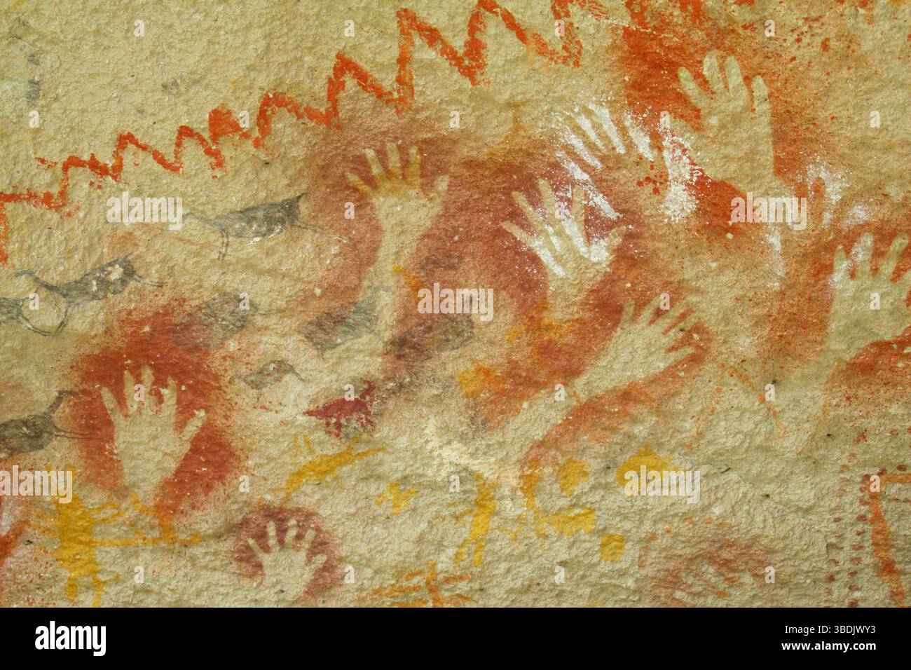 Cave of Hands in Argentina, cueva de las manos. Cave with hand arm ...