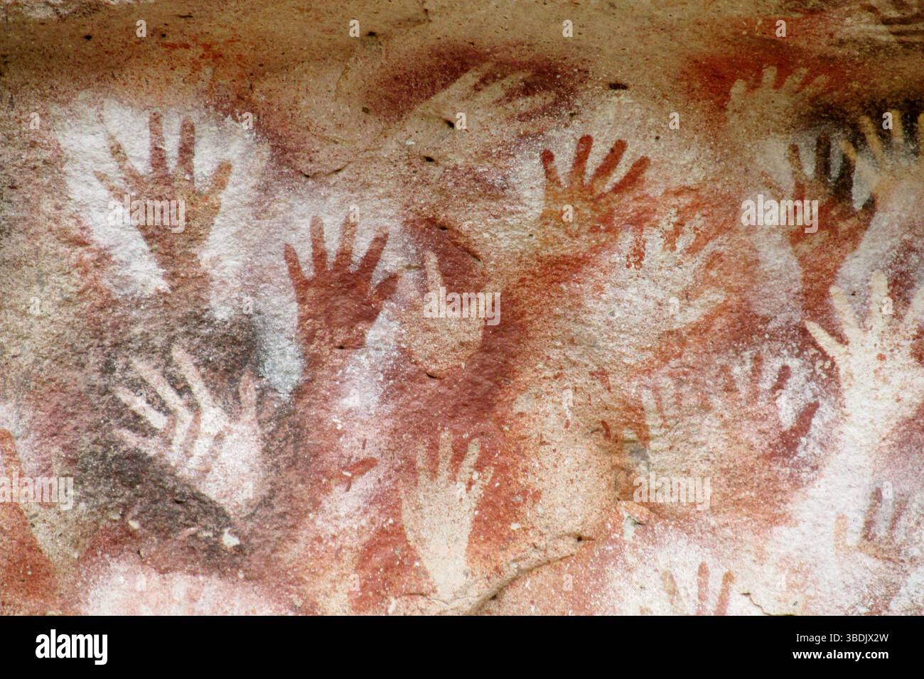 Cave of Hands in Argentina, cueva de las manos. Cave with hand arm ...
