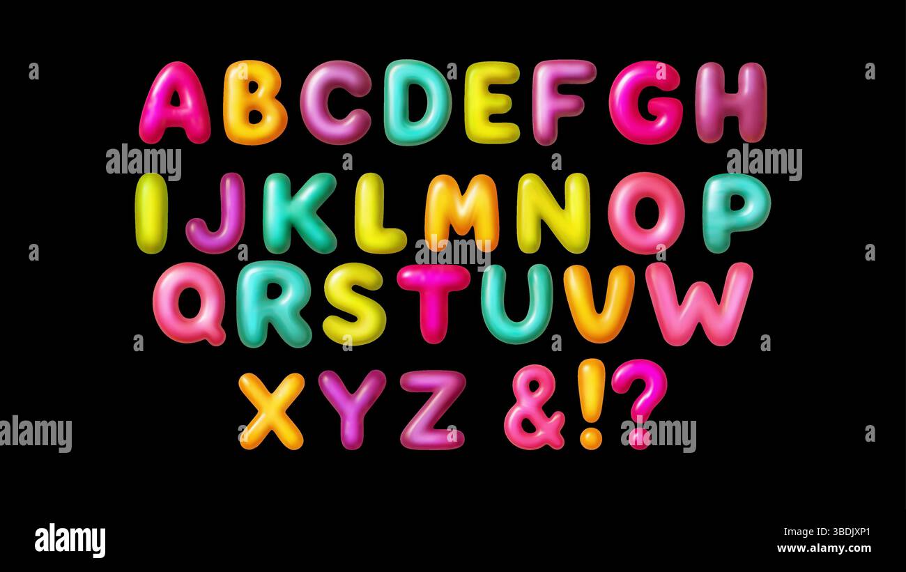 3d Font Letter Balloon Alphabet ABC Text Bubble Typography For Birthday ...