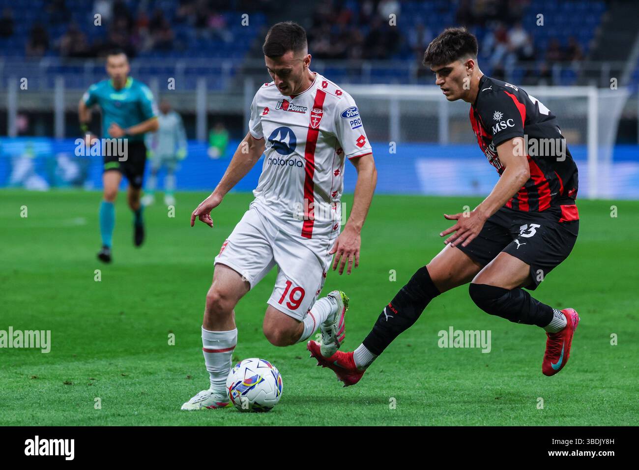 Milan, Italien. 24th May, 2025. Davide Bartesaghi of AC Milan competes ...