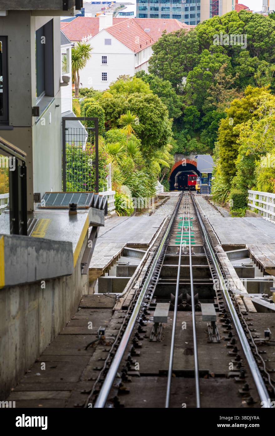 The Wellington Cable Car, funicular railway in Wellington, New Zealand ...