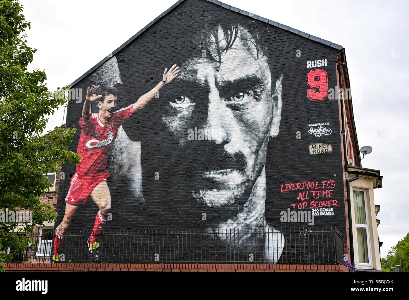 ANfield, Liverpool, UK. 24th May, 2025. A painted mural of former ...