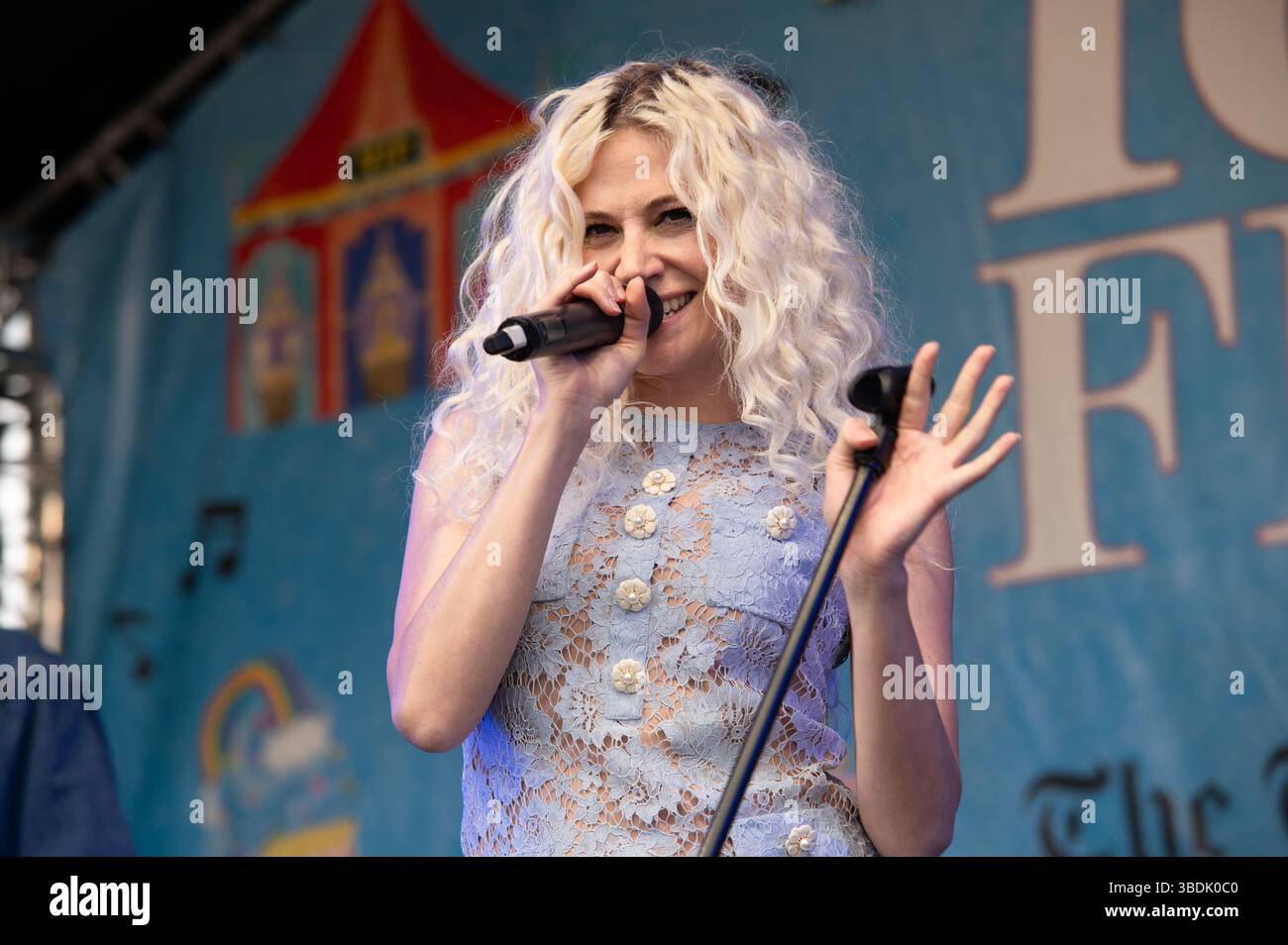 London, England. 24th May 2025. Pixie Lott wears a tshirt gifted by a ...