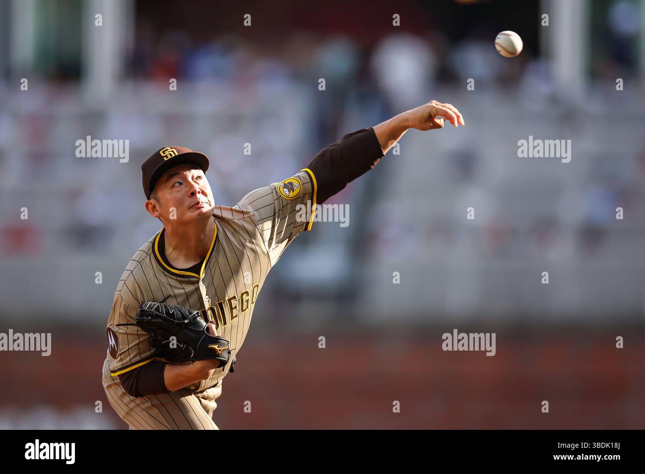San Diego Padres pitcher Yuki Matsui delivers in the eighth inning of a ...