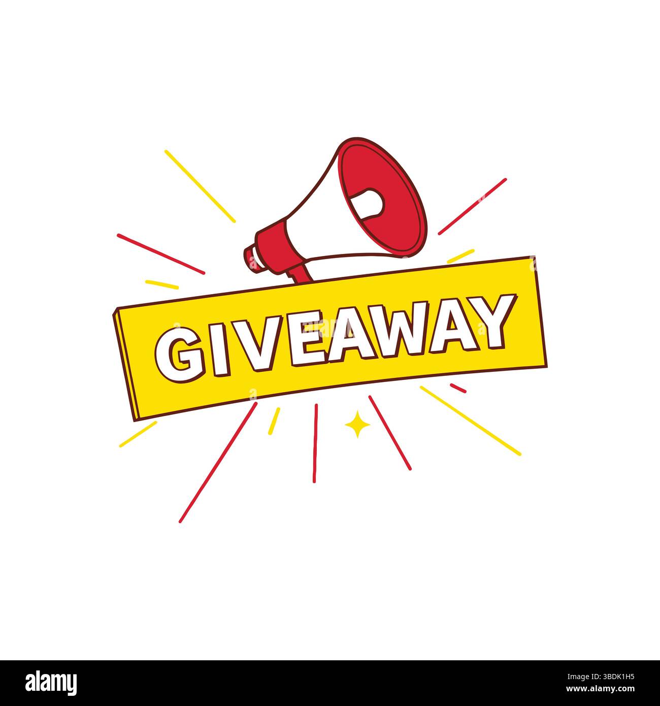 Promotional megaphone announcing giveaway with bold text for digital ...