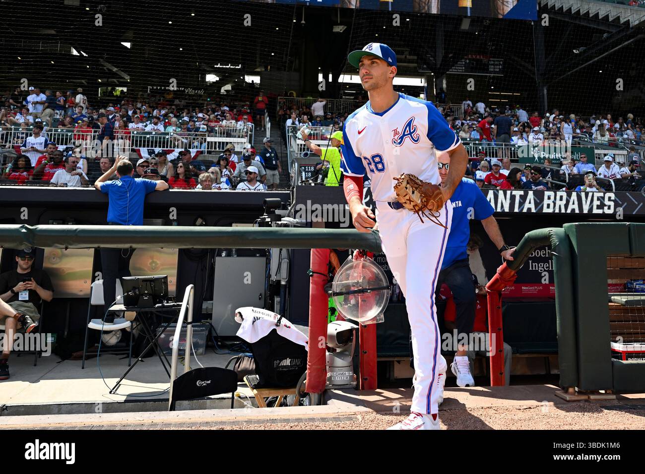 ATLANTA, GA – MAY 24: Atlanta first baseman Matt Olson (28) runs onto ...