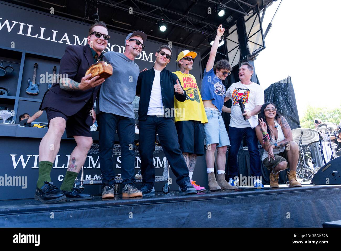Tre Cool, from left,Bryan Voltaggio, Adam DeVine, Michael Voltaggio ...